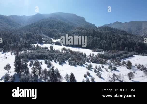 Aerial winter view of Rila Mountain near Beli Iskar village, Sofia ...