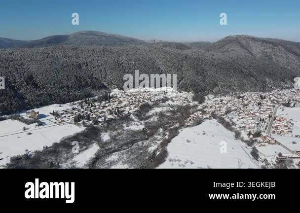 Aerial winter view of Rila Mountain near Beli Iskar village, Sofia ...