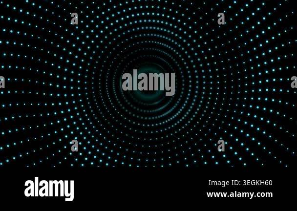 Abstract tunnel of glowing dots, moving animated background loop Stock ...