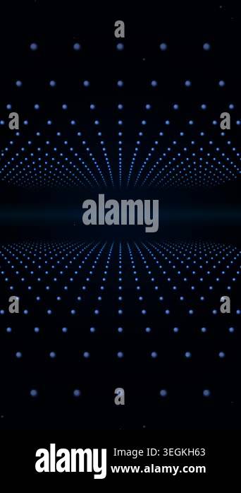 Futuristic digital tunnel with glowing blue dots and dynamic light beam ...
