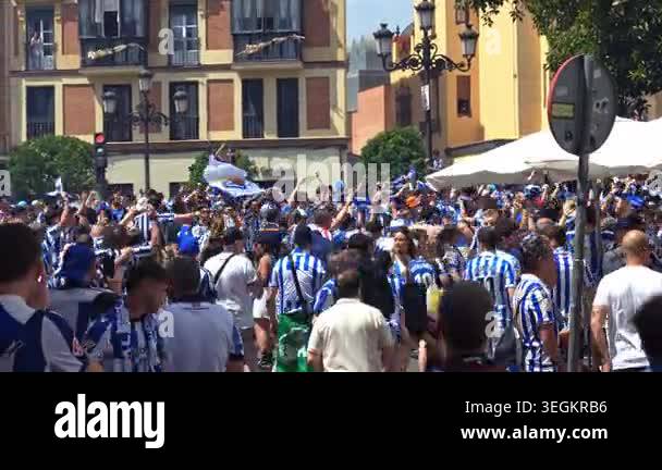 Pre-match celebrations by Real Sociedad fans in Seville city center ...
