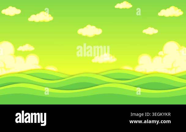 cartoon summer nature landscape with clouds and grass - illustration ...