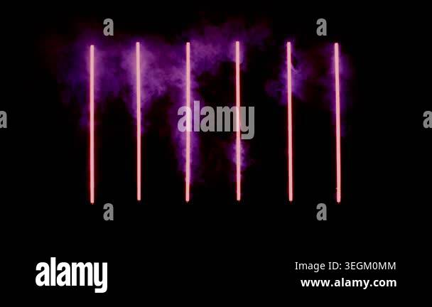 Abstract visual effect of vertical purple neon lights with swirling ...
