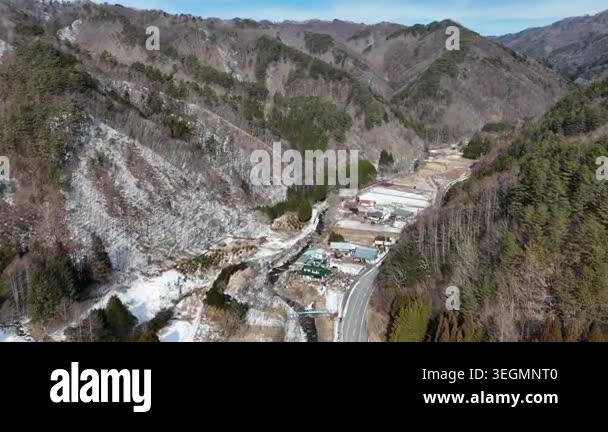 Aerial view of snowy mountains and valley Stock Video Footage - Alamy