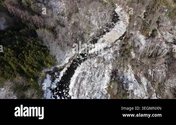 Aerial view of winding river through landscape Stock Video Footage - Alamy