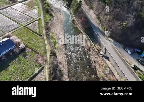 Aerial view of river flowing through landscape Stock Video Footage - Alamy