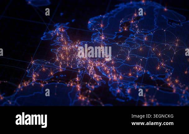Europe map big data visualization. Futuristic digital map infographic ...