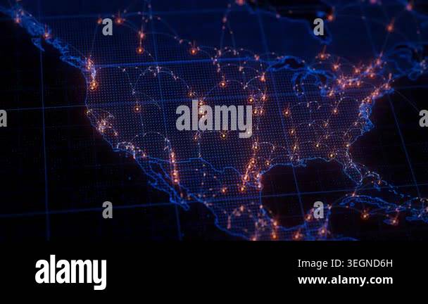 USA map big data visualization. Futuristic digital map infographic of ...