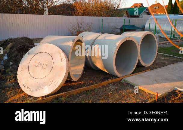Concrete well rings and cover for septic tank installation at ...
