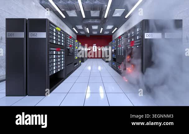 3D rendering of the server room Stock Video Footage - Alamy