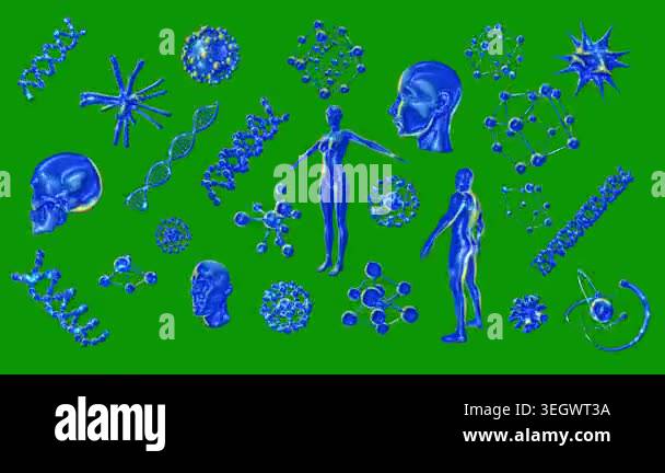 3 d illustration of human virus and bacteria. virus disease concept ...
