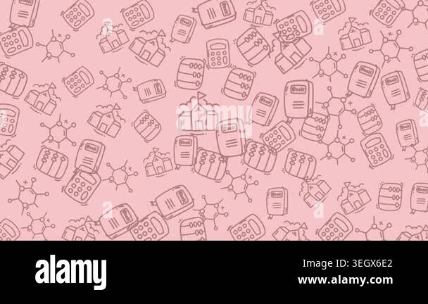 Education doodles showcase scientific and academic concepts on a pink ...