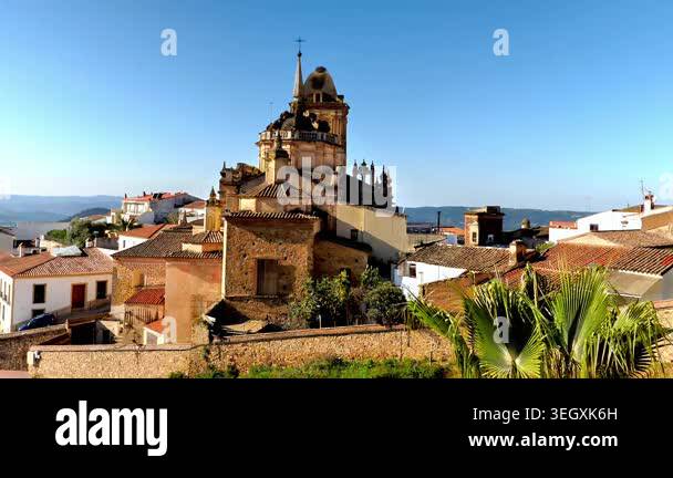 San Bartolome church tower with ornate baroque ceramics in Jerez de los ...