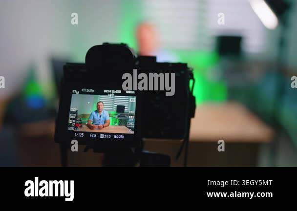 Close Camera View Of Doctor Recording Clinic Vlog. Close view of camera ...