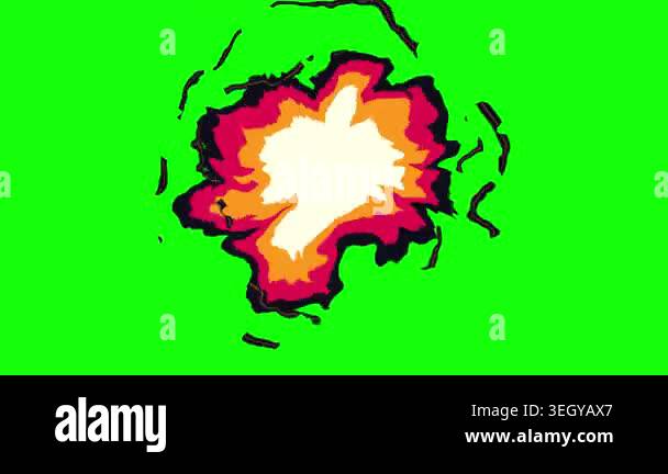 2d animated cartoon explosion featuring a fiery burst with white ...