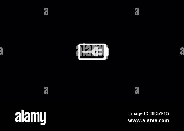 Low Battery blinking warning icon on black background. Low battery ...
