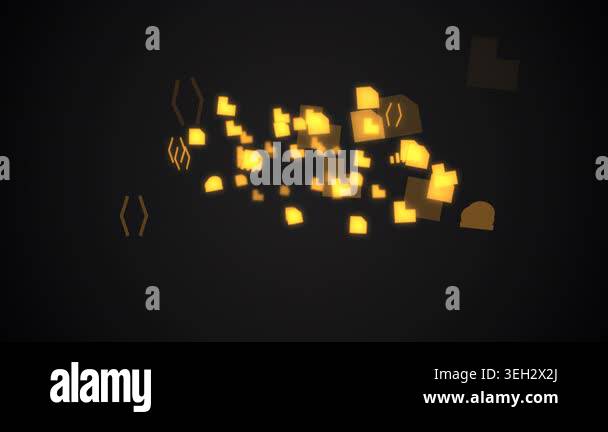 Steady motion. Floating procedural amber folder and file icons zooming ...