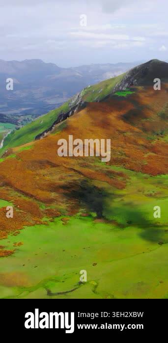 Aerial Green Valley Mountain Ridge Sweeping Rolling Pastures And Rocky ...