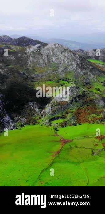 Aerial Green Valley Mountain Ridge Sweeping Rolling Pastures And Rocky ...