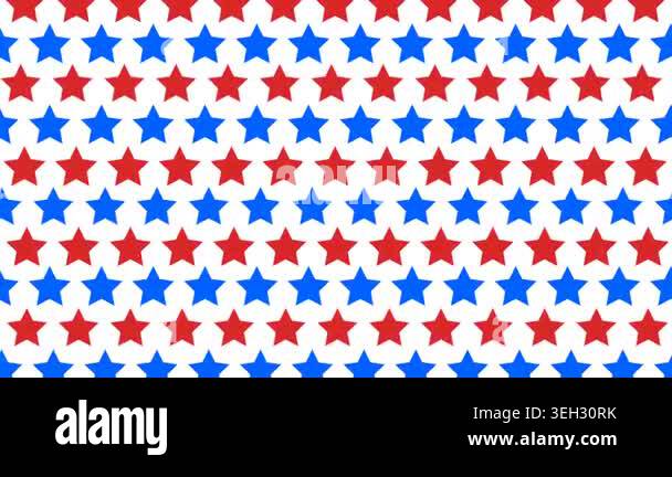 A vibrant, patriotic pattern of alternating rows of red and blue stars ...