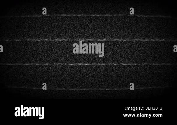 Abstract black and white static noise with horizontal lines on a dark ...
