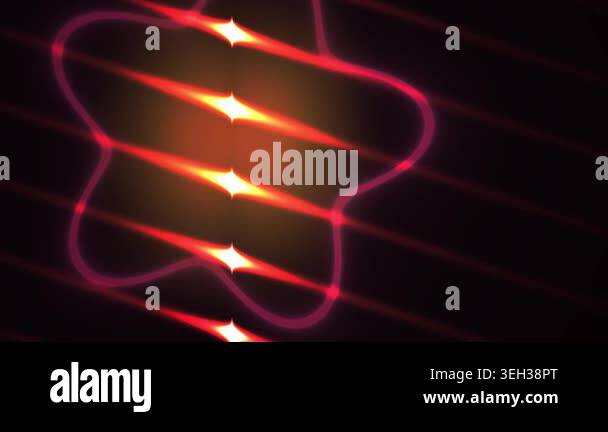 Glowing red neon star shape lights on black background Stock Video ...