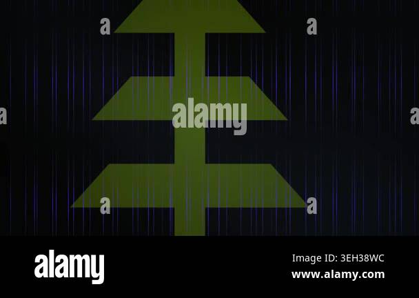A green Christmas tree on a black background with a white stripe Stock ...