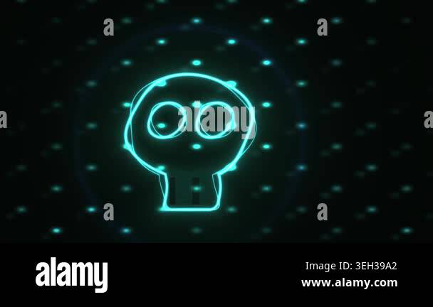 Glowing neon light bulb head in blue Stock Video Footage - Alamy