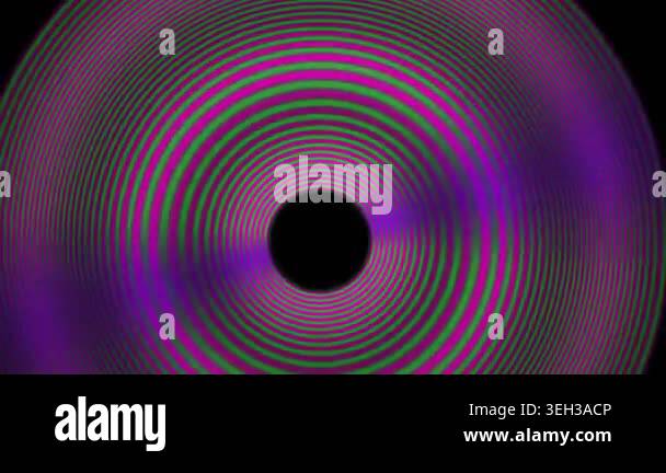A mesmerizing pattern of purple and pink concentric circles on a black ...