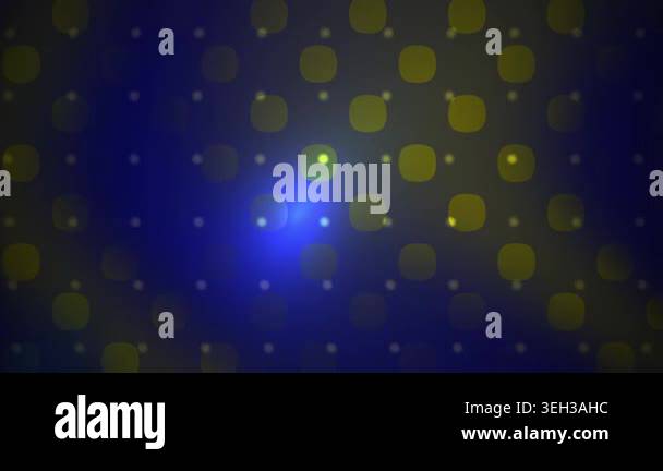 Glowing blue light surrounded by yellow dots on dark background Stock ...