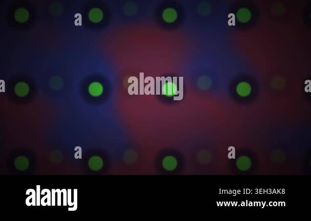 Glowing green dots on a dark background with a blue and red light ...