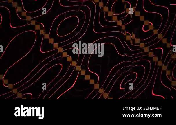 Glowing abstract topographic map lines on black background Stock Video ...