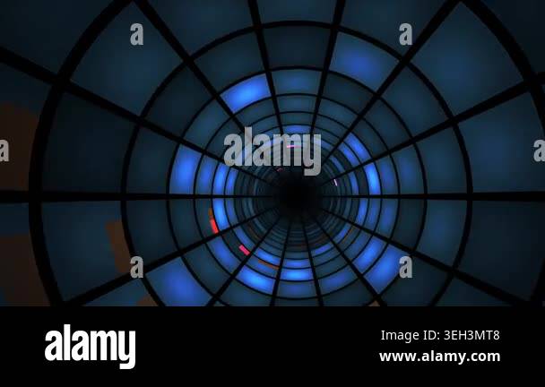 Concentric circles of blue light through glass ceiling panels Stock ...