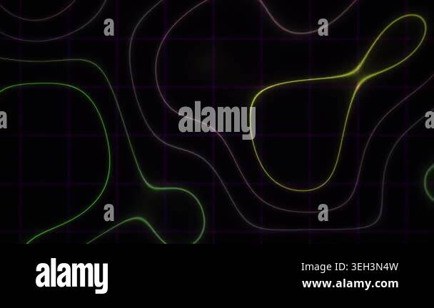 Neon green shapes on topographic lines Stock Video Footage - Alamy