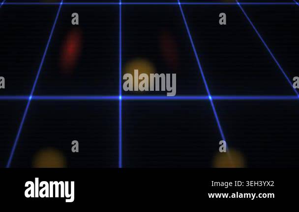 A dark background with a grid and glowing lights Stock Video Footage ...