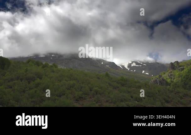 Timelapse clouds above rugged mountain ridges Iberian Spain shifting ...