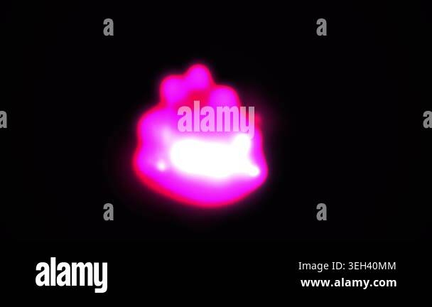 Glowing pink neon light shapes on black background Stock Video Footage ...