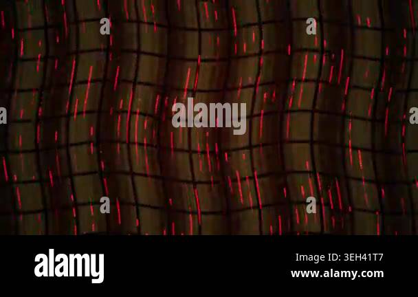 Close-up of a dark grid pattern with red lights shining through Stock ...