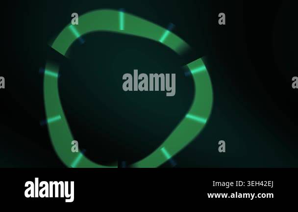 Glowing green circular technology element on dark background Stock ...