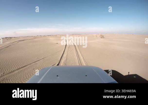 Desert vehicle stuck deep in soft sand as 4x4 offroad tracks vanish ...