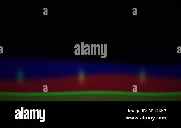 Glowing neon lights on a dark background with blue red and green colors ...