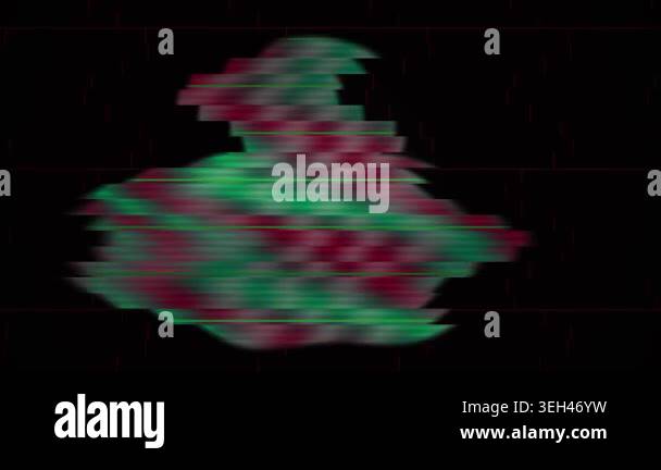 A glowing abstract shape with red and green colors on a black ...