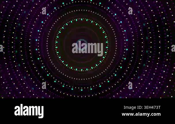 Multicolor concentric circles with dots on dark background Stock Video ...