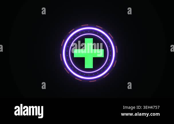 Animated neon green plus sign logo on black background Stock Video ...