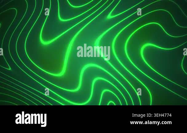Neon green glowing topographic map lines on dark background Stock Video ...