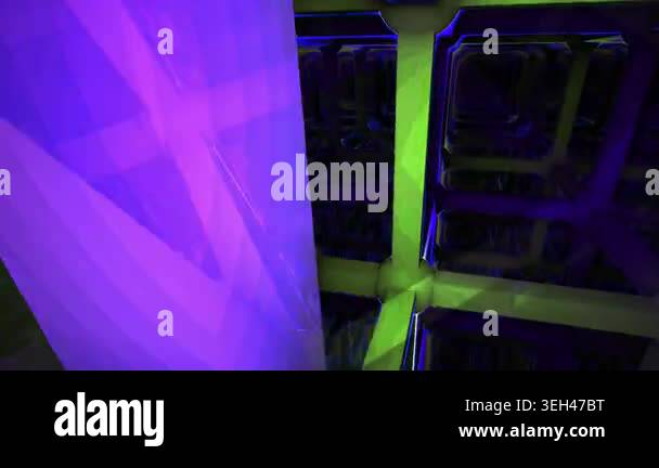 Close-up of neon-lit metal beams intersecting Stock Video Footage - Alamy