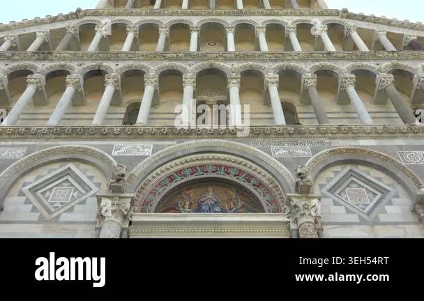 Historic Italian landmark rises within old city, marble stone ...
