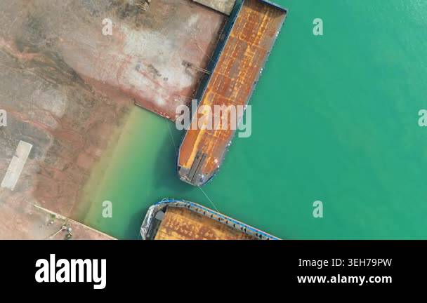 top view of cargo container with port and ship Stock Video Footage - Alamy