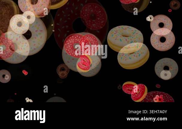 Colorful donuts motion graphics with plain black background Stock Video ...