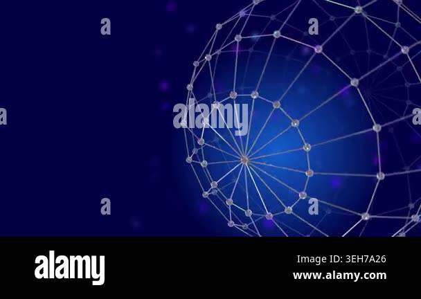 3D polygonal grid sphere from lattice glass rotate in dark cyber space ...